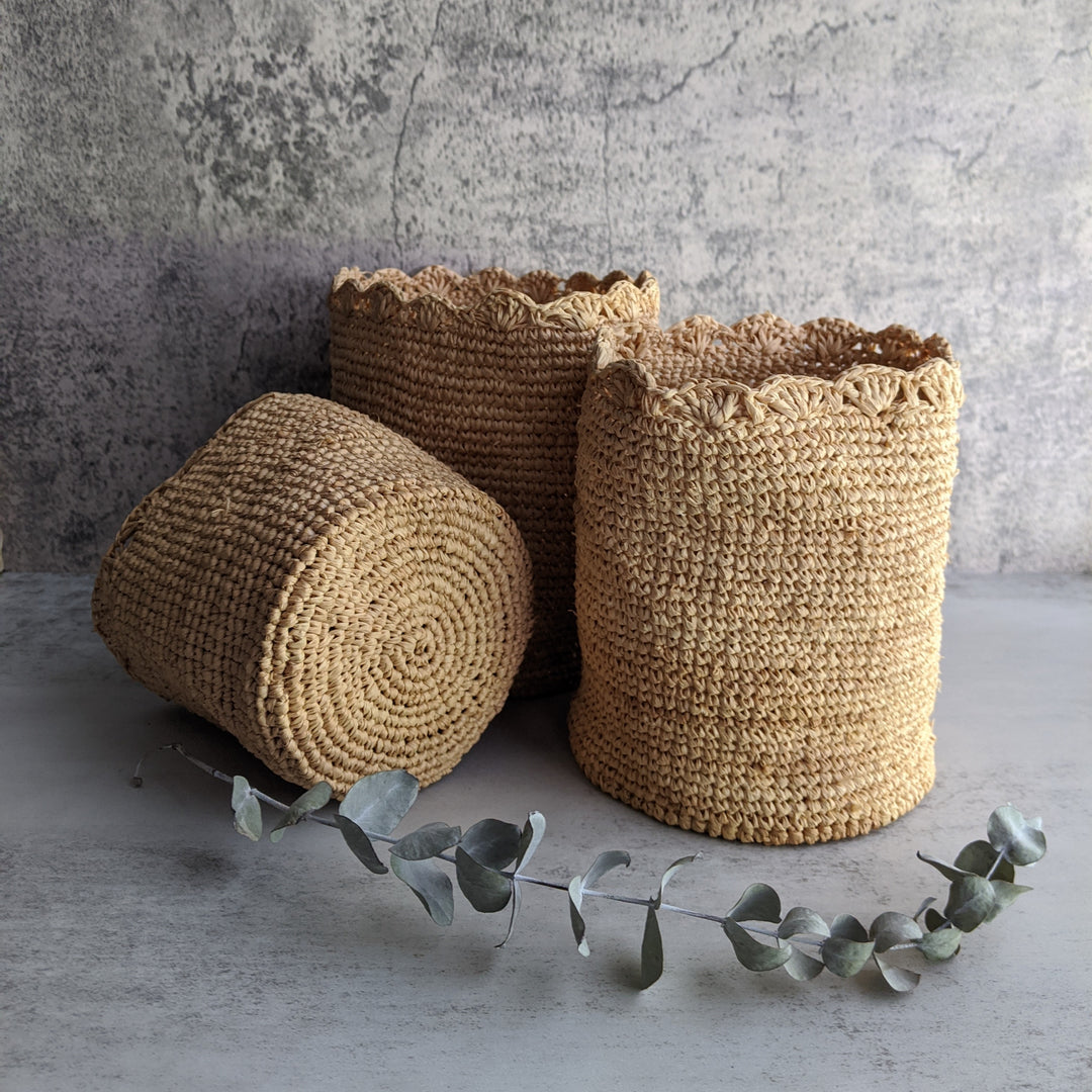 Natural Raffia Woven Baskets | Soava